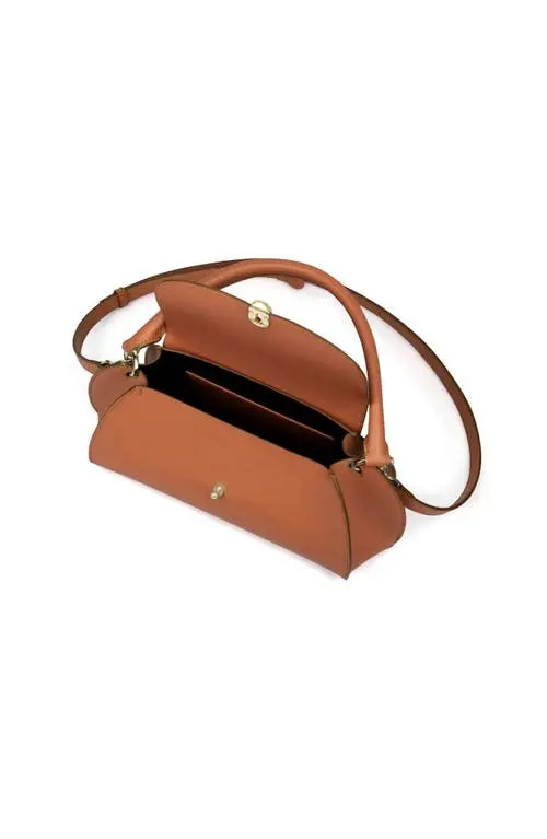 NOIRGAZE Scallop Baguette Bag In Calf Leather - Tan