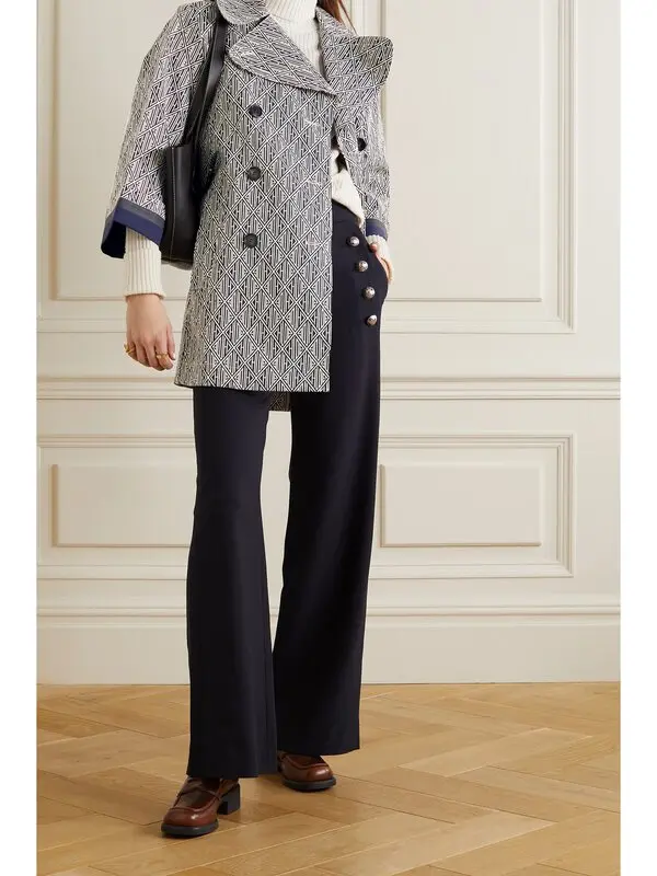 Chloé Double-breasted Monogram Printed Cotton-gabardine Coat