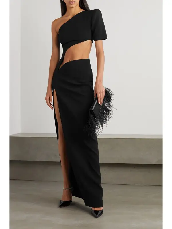 MONOT One-shoulder Cutout Crepe Gown