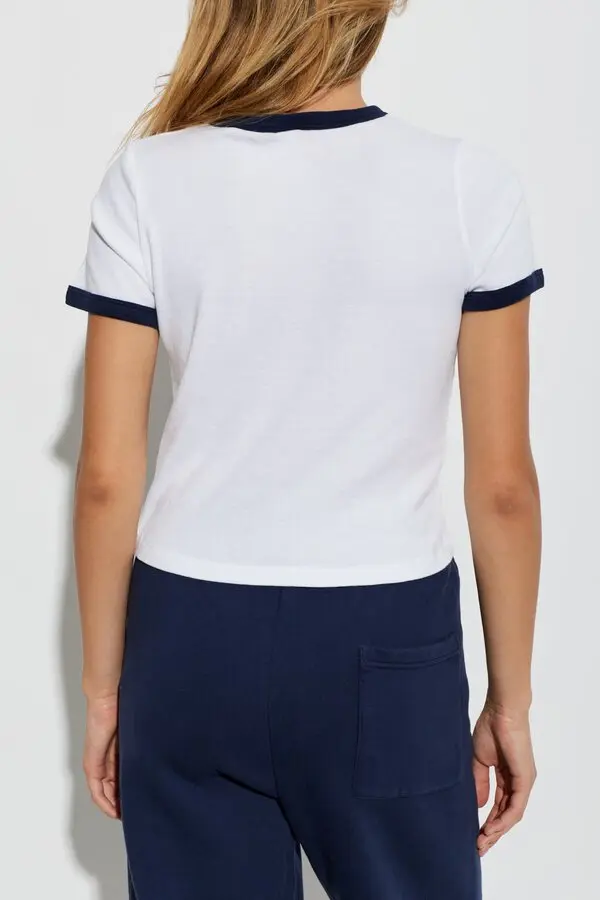 SPORTY & RICH Marine" Collection Cropped Cotton T-shirt