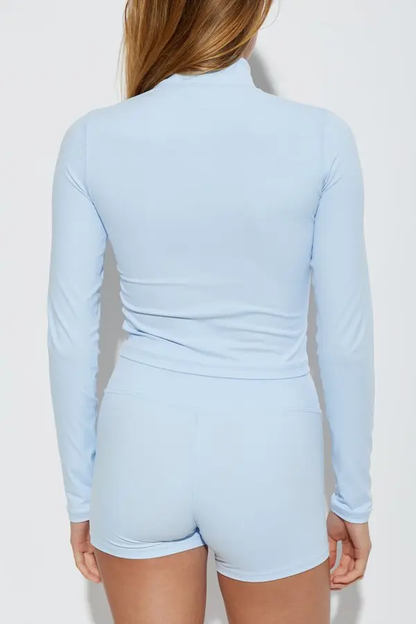 SPORTY & RICH Beverly Hills Tennis" Collection Cropped Long-sleeve Top With Stand Collar