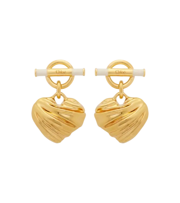 Chloé Heart Drop Earrings - Gold