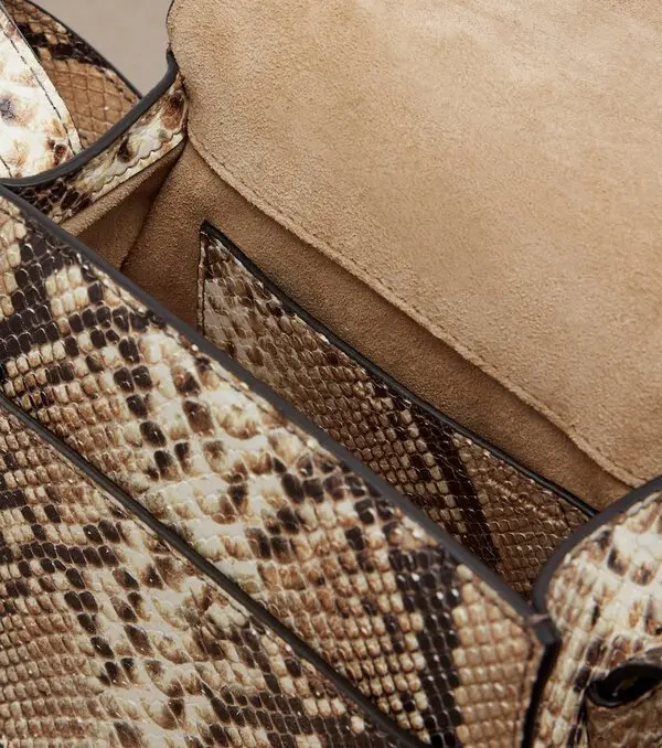 Chloé Marcie Mini Snake-effect Leather Crossbody Bag - Beige