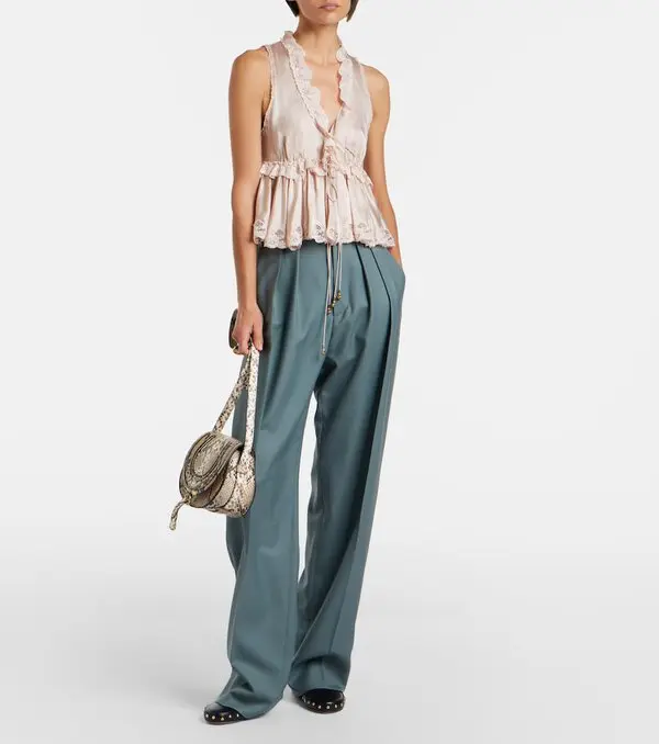 Chloé Marcie Mini Snake-effect Leather Crossbody Bag - Beige