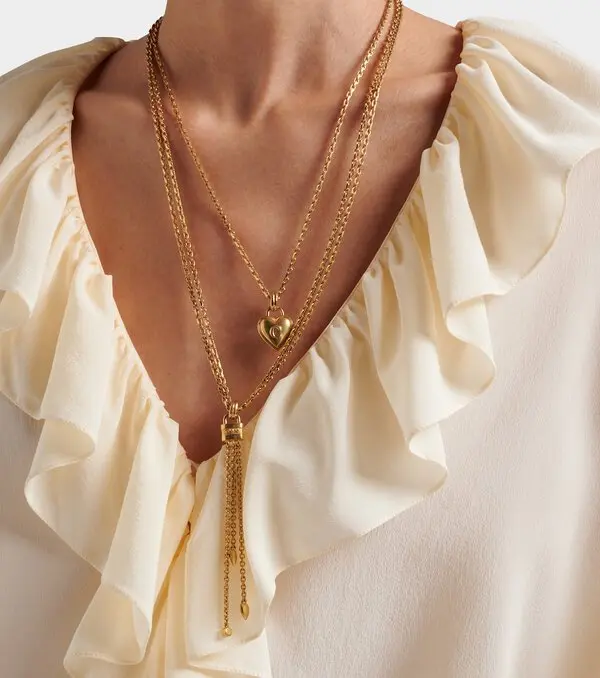 Chloé Layered Lock And Heart Necklace - Gold