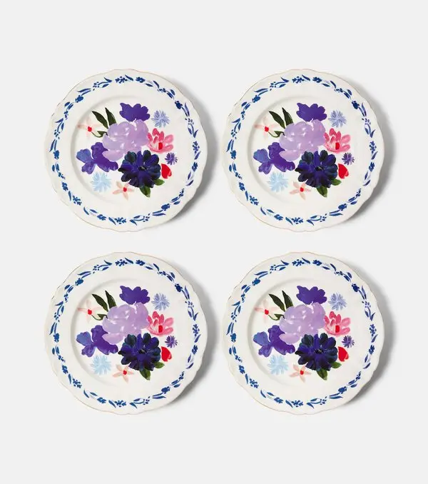 BITOSSI Set Of 4 Floral Porcelain Dinner Plates