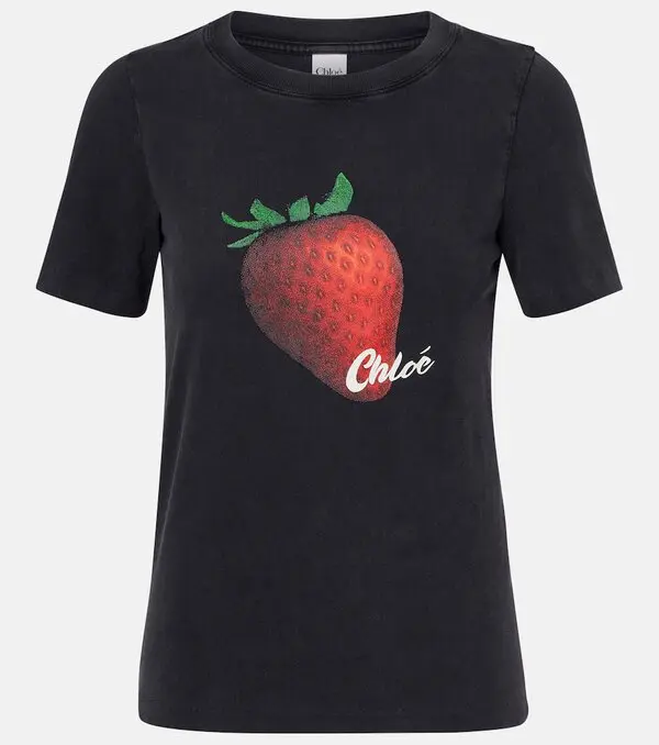 Chloé Printed Cotton T-shirt - Black