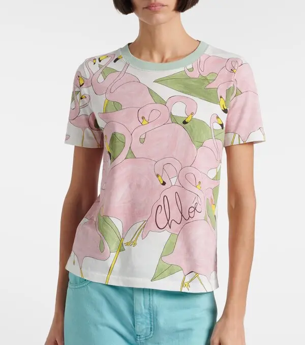 Chloé Printed Cotton Jersey T-shirt - White