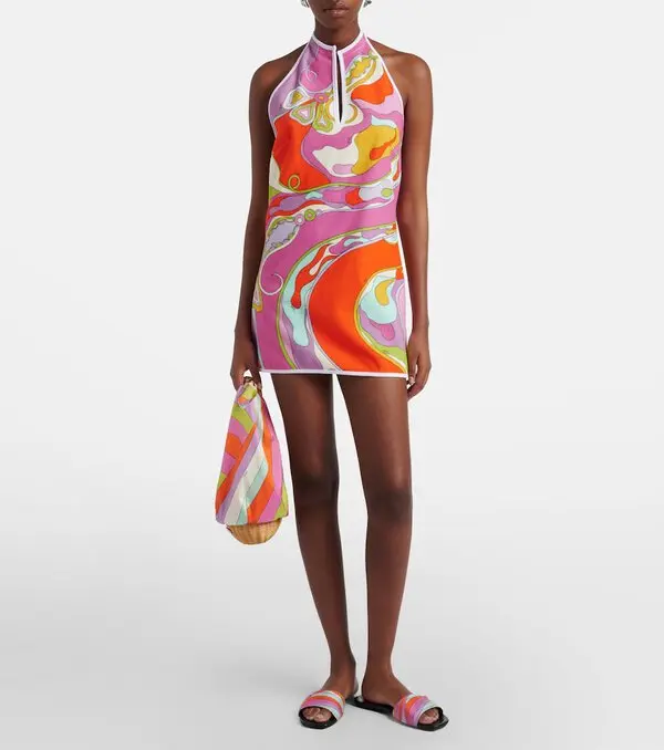 Emilio Pucci Orchidee Cotton-blend Terry Mini Dress