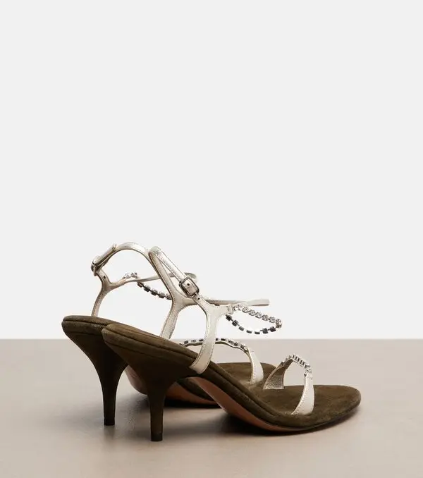 Chloé Zia Embellished Metallic Leather Sandals - Green