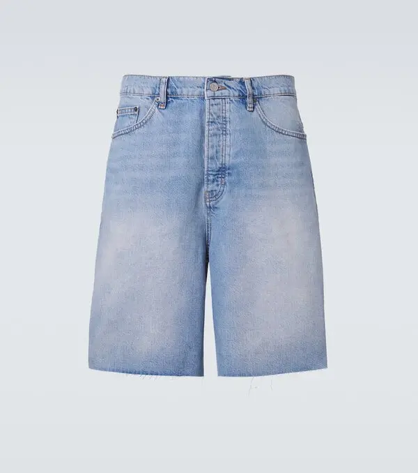 FRAME Distressed Denim Bermuda Shorts - Blue