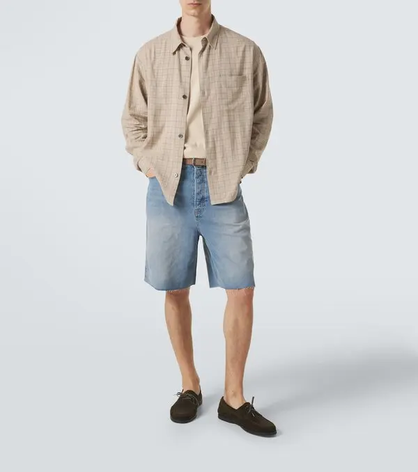 FRAME Distressed Denim Bermuda Shorts