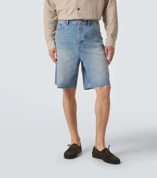FRAME Distressed Denim Bermuda Shorts
