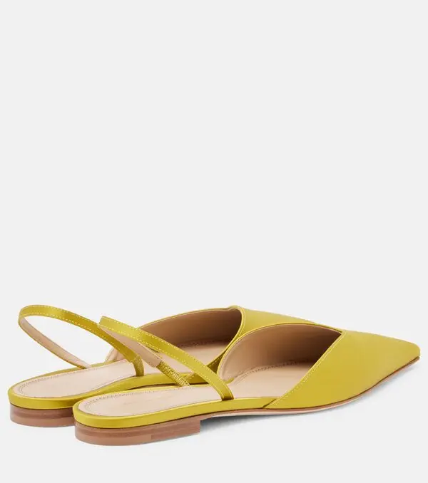 Victoria Beckham Satin Pointed Toe Slingback Flats