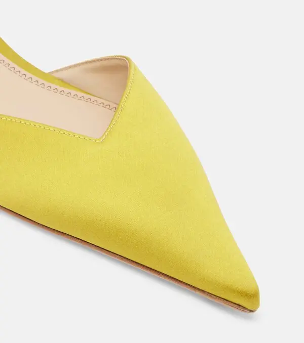 Victoria Beckham Satin Pointed Toe Slingback Flats