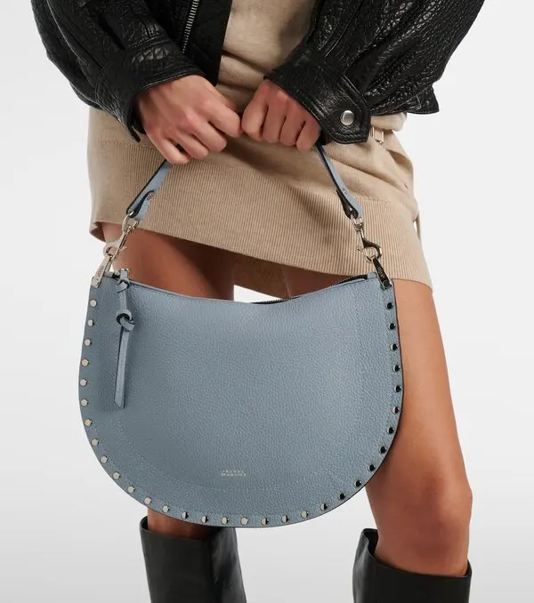 Isabel Marant Étoile Oskan Studded Leather Shoulder Bag - Blue