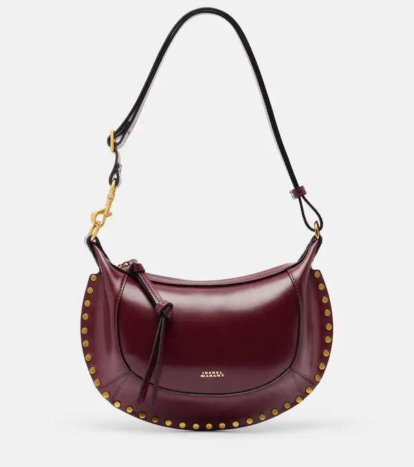 Isabel Marant Étoile Oskan Studded Leather Shoulder Bag - Burgundy