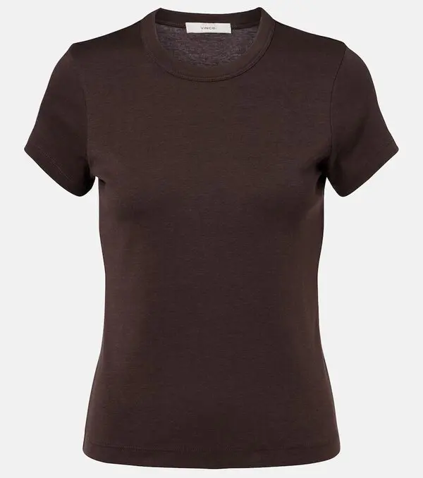 Vince Cotton-blend Crewneck T-shirt - Brown