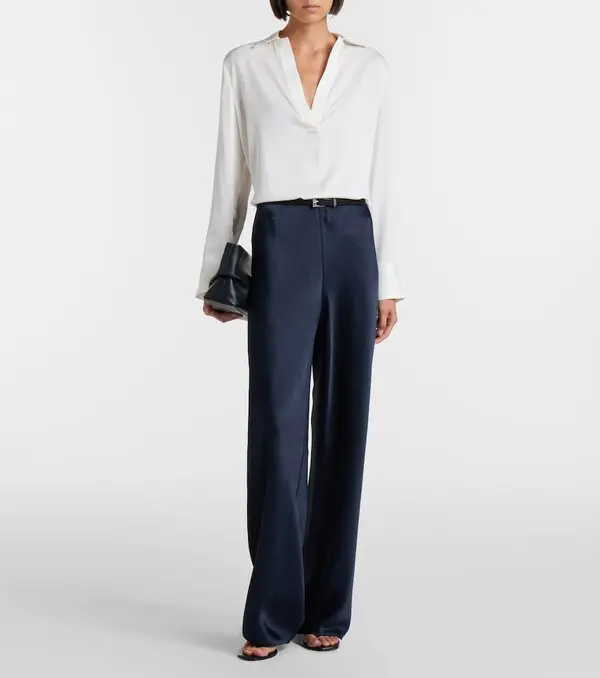 Vince Colette Satin Wide-leg Pants - Blue