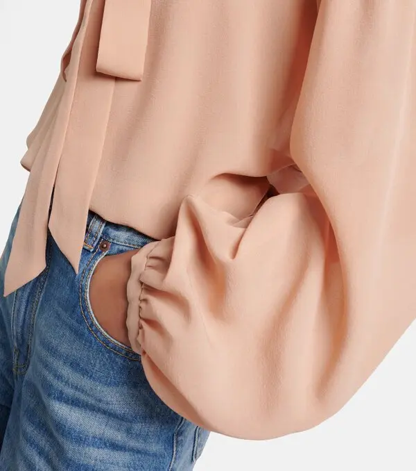 Chloé Lace-trimmed Silk Georgette Blouse - Pink