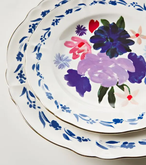 BITOSSI Set Of 4 Floral Porcelain Plates