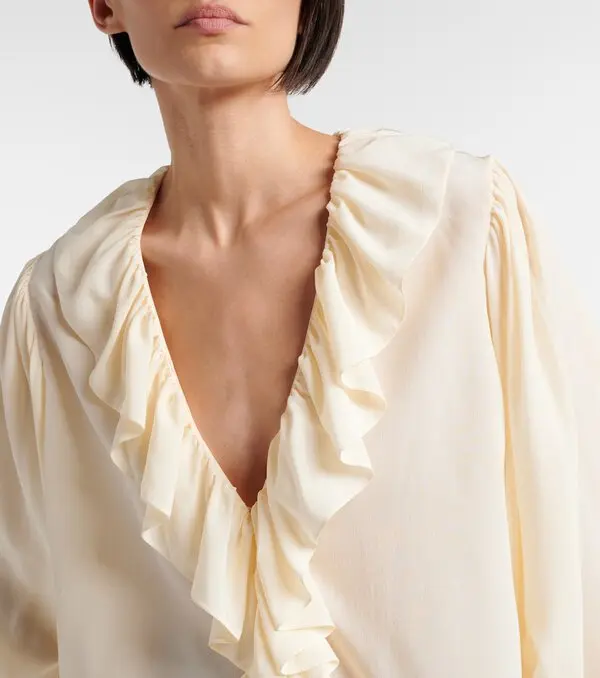 Chloé Ruffled Silk Blouse - White
