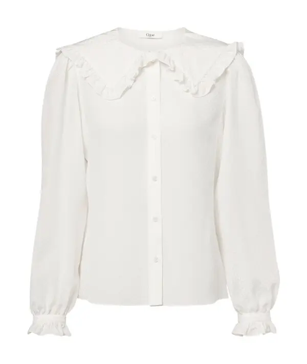 Chloé Ruffled Silk Blouse - White