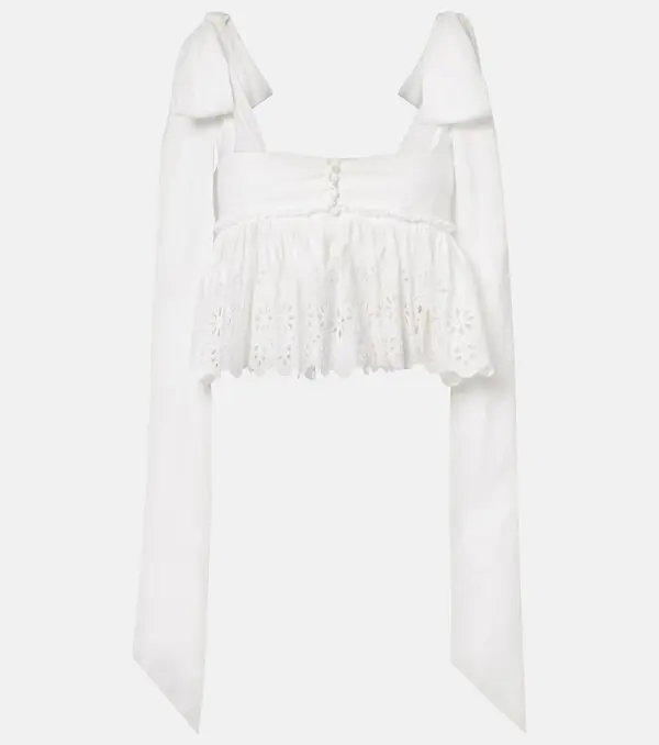 Chloé Broderie Anglaise Cotton Top - White