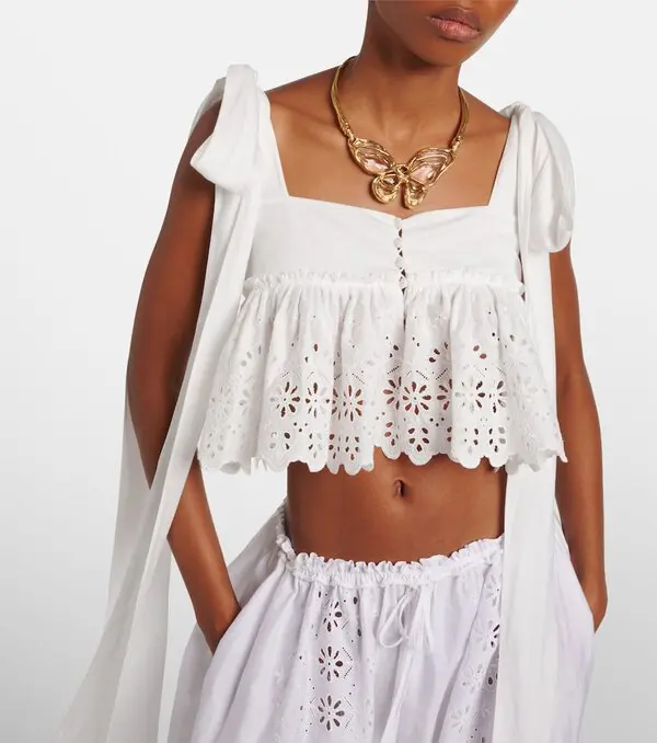 Chloé Broderie Anglaise Cotton Top - White