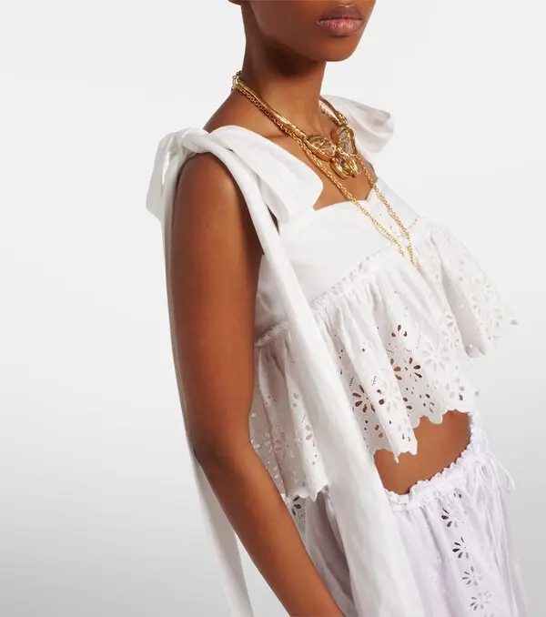 Chloé Broderie Anglaise Cotton Top - White