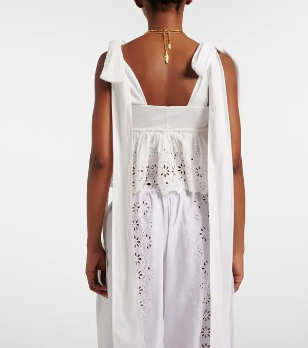 Chloé Broderie Anglaise Cotton Top - White