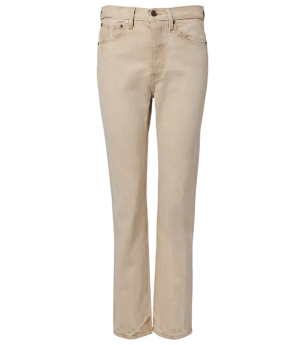 Khaite Finley Cropped Straight Jeans - Beige