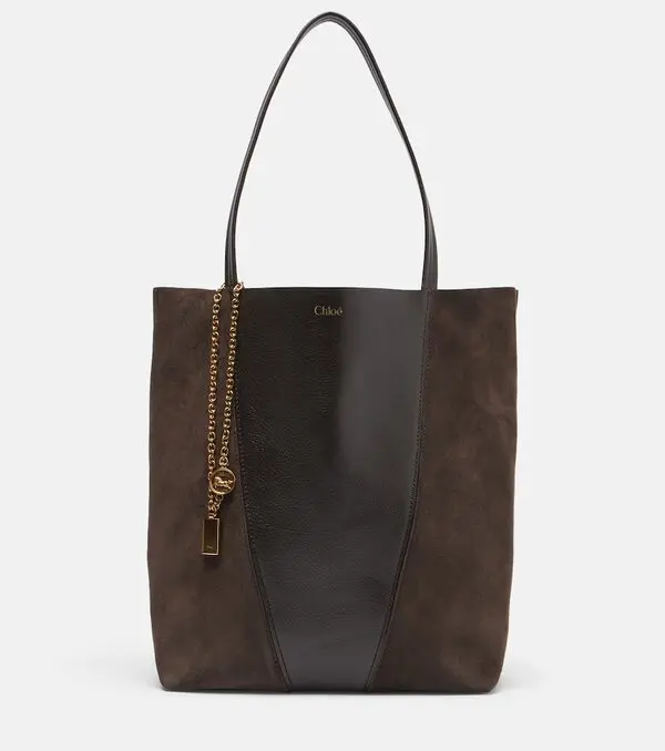 Chloé Spin Leather And Suede Tote Bag - Brown