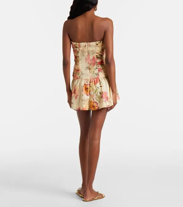 Zimmermann Mahon Floral Cotton Romper - Beige