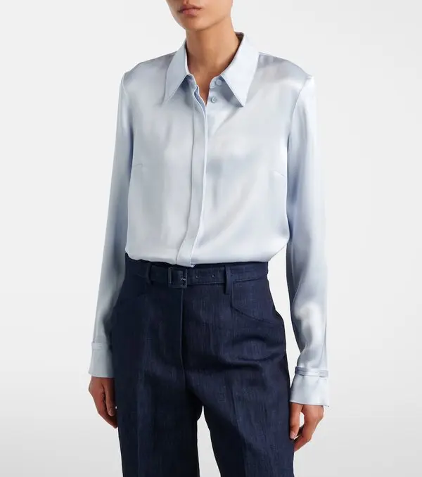 Gabriela Hearst Silk Satin Shirt - Blue