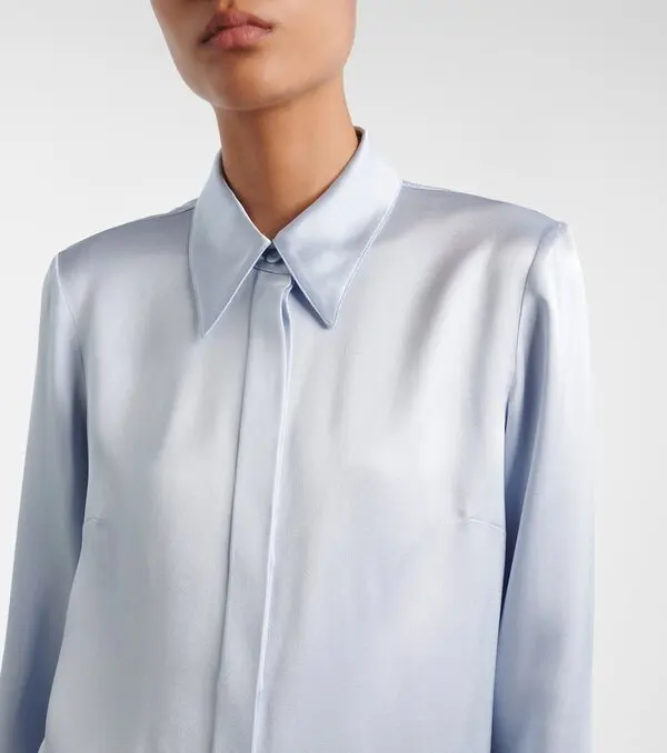 Gabriela Hearst Silk Satin Shirt - Blue