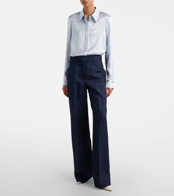 Gabriela Hearst Silk Satin Shirt - Blue