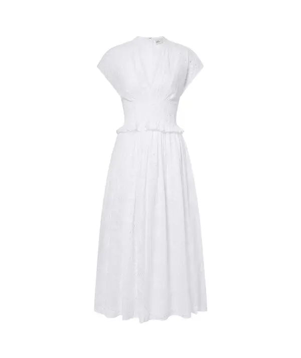 Tory Burch Broderie Anglaise Cotton Midi Dress - White
