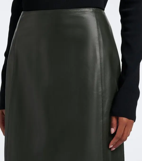 Vince Leather Pencil Skirt - Green