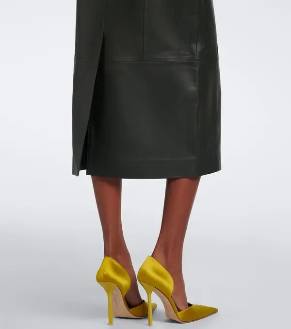 Vince Leather Pencil Skirt - Green
