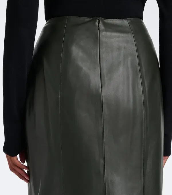 Vince Leather Pencil Skirt - Green