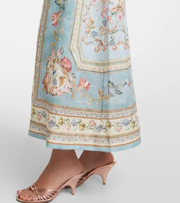 Zimmermann Roselight Floral Linen Midi Dress