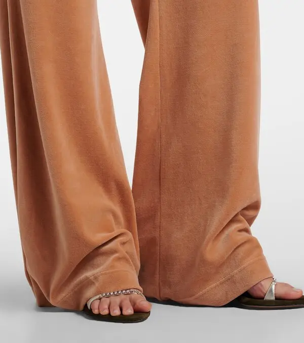 Chloé Cotton-blend Velour Sweatpants In Smoked Ochre
