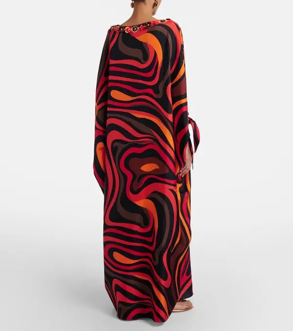 Emilio Pucci Marmo Embellished Silk Twill Kaftan