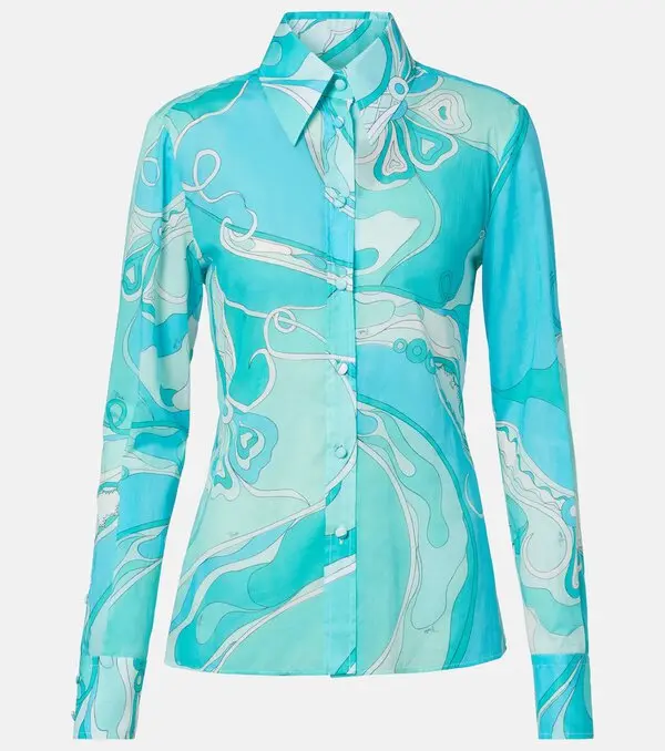 Emilio Pucci Orchidee Cotton Shirt - Blue