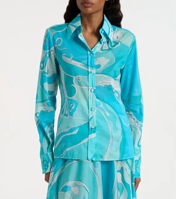 Emilio Pucci Orchidee Cotton Shirt - Blue
