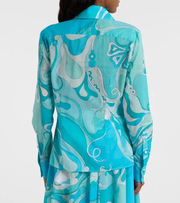 Emilio Pucci Orchidee Cotton Shirt - Blue