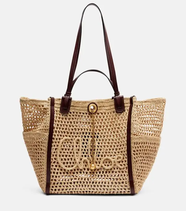 Chloé Iconic Raffia Tote Bag - Beige