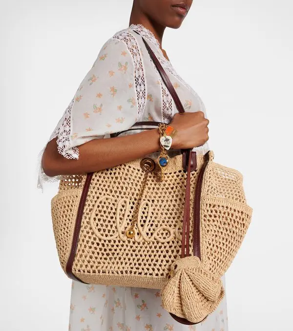 Chloé Iconic Raffia Tote Bag - Beige