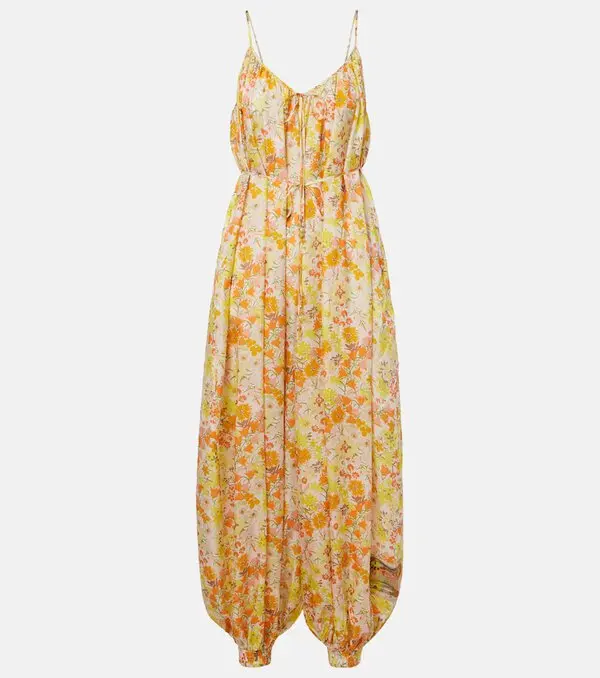 Zimmermann Solstice Silk Floral Jumpsuit - Yellow